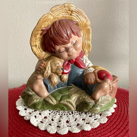 Ceramichrome | Art | Vintage 97s Ceramichrome Country Child With Puppy ...